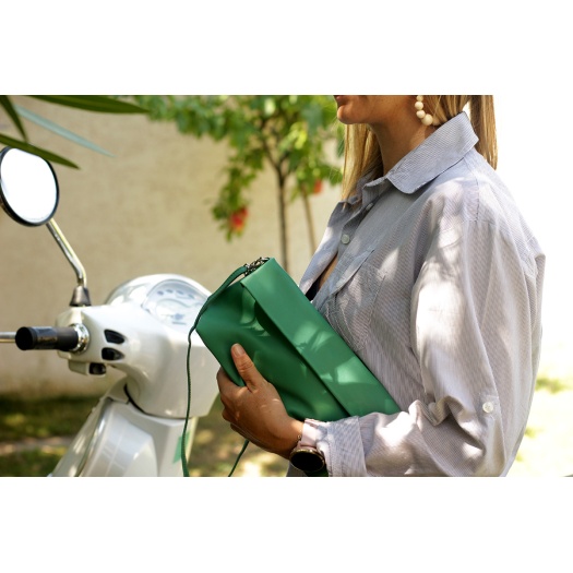 Pochette verte Ripauste - 100% Cuir de Vachette Italien